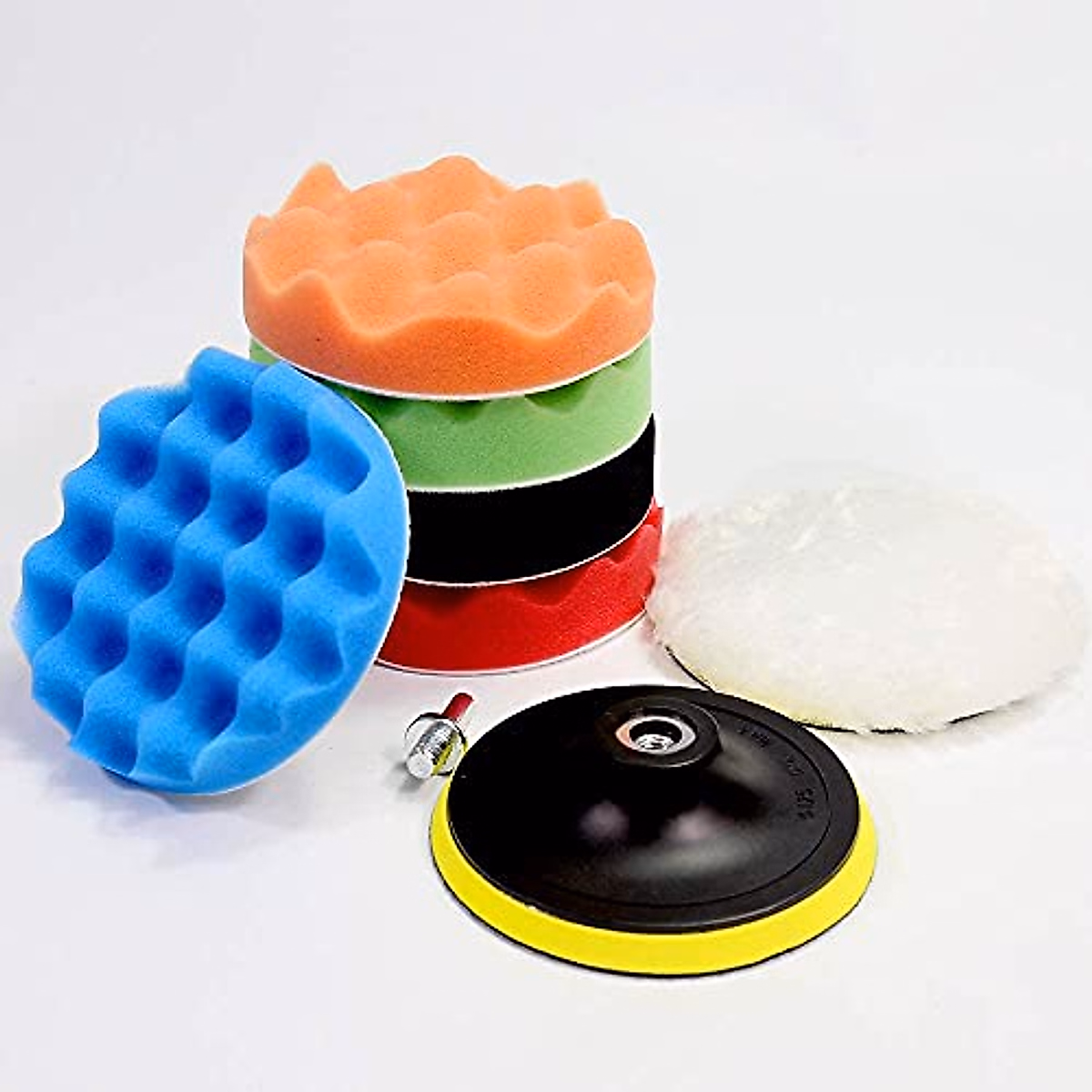 Benavvy 39pcs Drill Polishing Pad Kit, 2 in 1 Car Foam Drill, 7pcs 5" & 31pcs 3" Buffing Pads Compound Automotive Polisher for Drill