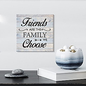 Lameila Friend Sign Inspirational Wall Art Prints Canvas Painting Rustic Friends Are The Family We Choose Positive Print Country Home Decor 8" x 8"