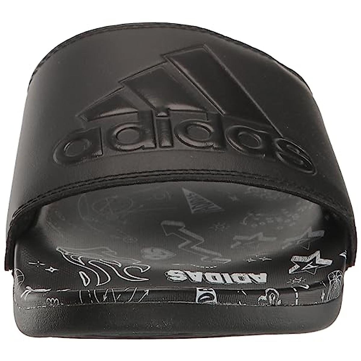adidas Unisex Adilette Comfort Slide Sandal, Core Black/Core Black/White, 15 US Men