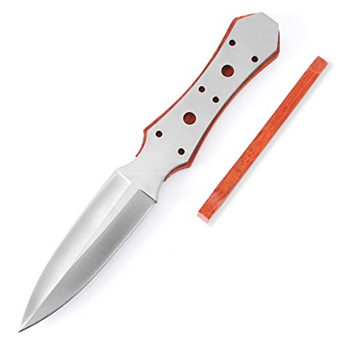 EZSMITH Double Skinner Knife Kit - DIY Fixed Blade Knife Making Series - (Blade Blank & Pinstock w/Padauk Handle Scales) - (USA Design) - (Gift Boxed) - (by KnifeKits)