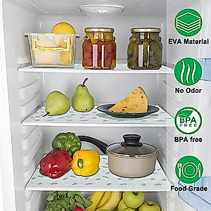 Shelf Liner, Waterproof Refrigerator Liner, Drawer Liners for Kitchen Cabinet, Bathroom Sink Mat No Slip Cupboard Mats Non Adhesive Fridge Liner EVA Place Mats Roll - Leaf Daisy 17.7"×78.7"