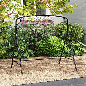 HAPPYGRILL Porch Swing Stand, Heavy Duty Metal Hanging Swing Frame with 2-Point/Single-Point Hanging, A-Frame Swing Stand for Indoor Outdoor Patio Backyard Fits for Most Swings