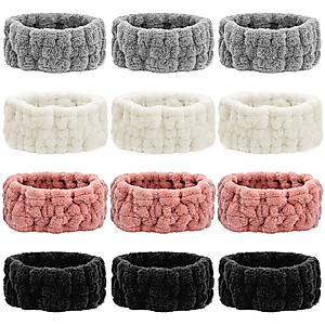 12 Pcs Spa Facial Headband for Makeup Washing Face Soft Coral Fleece Facial Makeup Headband Skincare Hair Band for Washing Face Hairband Yoga Sports Shower Elastic Head Wrap for Women(Colorful)