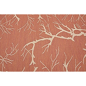 Unique Loom Outdoor Botanical Collection Area Rug - Branch (7' 1" x 10' Rectangle, Terracotta/ Beige)