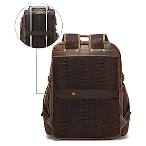 Taertii Genuine Leather Backpack For Men Vintage 17.3 inch Laptop Bag Large Capacity Business Travel Hiking Overnight Shoulder Daypacks 36L