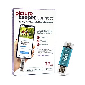 Picture Keeper Connect Photo & Video USB Flash Drive for Apple, Android, & PC Devices, 32GB Thumb Drive, Turquoise