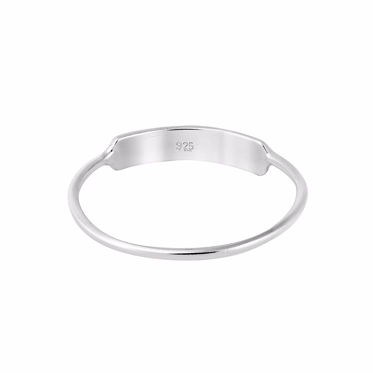 AeraVida Dainty Sleek Shiny Simple Engravable Rectangle Bar .925 Aesthetic Sterling Silver Ring for Woman - Size 7