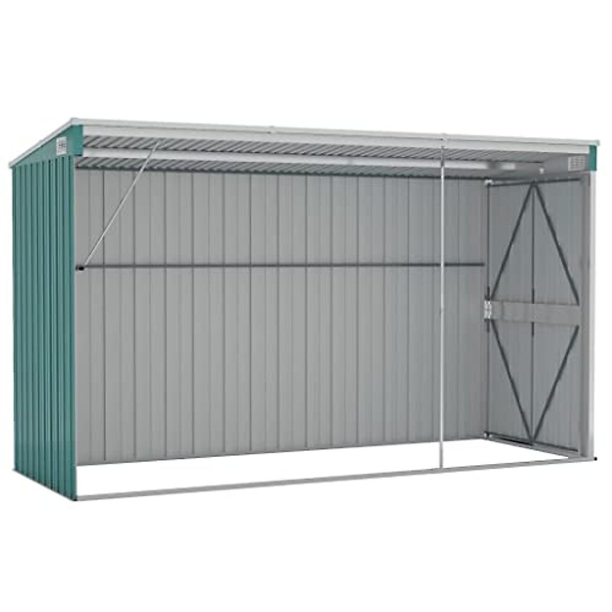 Gecheer Wall-Mounted Garden Shed Green 46.5"x113.4"x70.1", Outdoor Storage Shed with Door Galvanized Steel Shed Storage House for Backyard Garden Patio Lawn