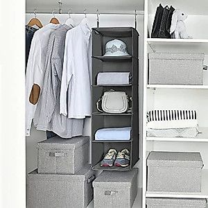 GRANNY SAYS 5-Shelf Hanging Closet Organizers and Storage, Hanging Shelves for Closet Storage, Collapsible Hanging Shelf Organizer for Clothes Organization, Dark Gray, 12 ¼" D X 12 ¼" W X 45 ½" H