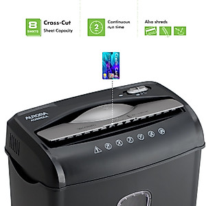 Aurora AU895XA 8-Sheet Professional Cross-Cut Paper and Credit Card Shredder