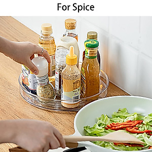 URALFA 9 Inch Lazy Susan Spice Rack Organizer, 360 Degree Rotating Round Lazy Susan Turntable for Cabinet, 2-Pack, Clear