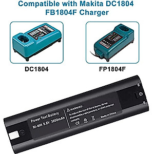 Upgraded 3600mAh Ni-Mh 9.6 Volt Replacement Battery Compatible with Makita 9.6V Battery 9000 9033 193890-9 192696-2 632007-4 6096D 6093D DA391D 6095D 5090D 4390D Cordless Tools Batteries 2-pack
