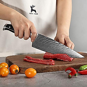 Damascus Kitchen Knife, 8 Inch Chef Knife Professional Kitchen Knife Forged with VG10 Super Steel 67-Layer Damascus, Non-slip ABS Ergonomic Triple Rivet Handle, Razor Sharp Lightweight Multipurpose