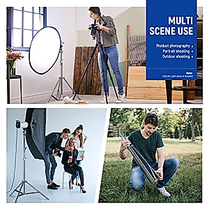 NEEWER 7.2ft/2.2m Stainless Steel Light Stand, Spring Cushioned Heavy Duty Photography Tripod Stand with 1/4” to 3/8” Universal Screw Adapter for Strobe,LED Video Light,Ring Light, Monolight, Softbox
