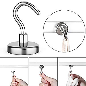 WAKUSEI Magnetic Hooks 25 lbs for Kitchen, Refrigerator, Towels, Grill, Tool Box, Office, Wall Mounting or Outdoor Hanging, 12 Packs