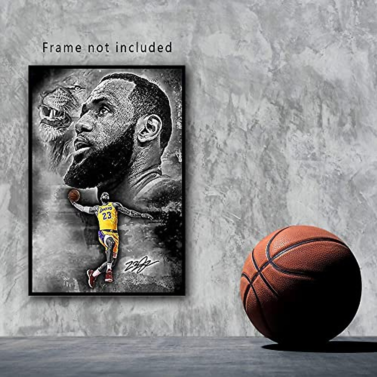 Lebron James Posters Wall Art Print,Crowned King Lebron James Sports Decor,Black Inspirational Poster Wall Art Canvas for Living Gym Office Home Room Decorate Room Home Decor ,Gift.Set of 1(Unframed,16”X24”inches）.