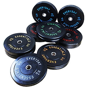BalanceFrom Color Coded Black Olympic Bumper Plate Weight Plate with Steel Hub, 25LB Pair
