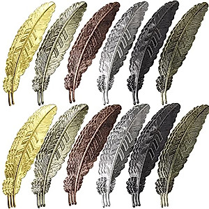 GXXMEI 30PCS Feather Metal Bookmarks Feather Bookmarks Feather Shaped Bookmarks Vintage Feather Metal Bookmarks