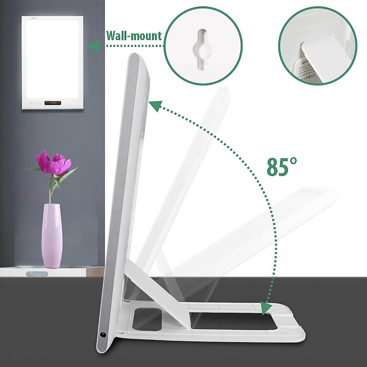 Light Therapy Lamp UV-Free 12000 Lux with Sunrise Sunset Simulation, Wake-up Light with 40 Level Adjustable Brightness, 5 Timer Function, Full Spectrum LED Sunlight for Home Office