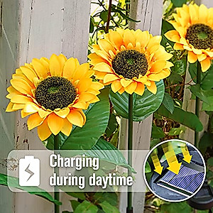 KNIGHTSPED Solar Sunflower Lights Outdoor Garden [2 Pack] Fall Landscape Waterproof Decor lamp for Garden Patio Porch Backyard Walkway