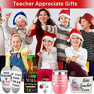 Newtay Teacher Appreciation Gifts Thank You Teacher Gifts Basket,12 oz Wine Tumbler Best Teacher Makeup Pouch Bag Keychains Teacher Socks for Teacher Appreciation Supplies (Big Heart)