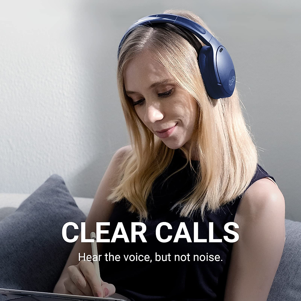 233621 Hush Hybrid Active Noise Cancelling Bluetooth Headphones with 100 Hrs of Playback, Dark Blue