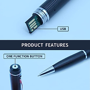 Spy Pen Camera, Mini Camera Pen with Loop Re Meeting Report and Photo Function for Children, Babies and Pets Conference Re, Black, Full