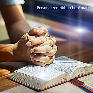 Bible Bookmark, 2 Pcs Personalized Leather Bookmark with Text, with Colorful Ribbons Bookmark for Books (2)