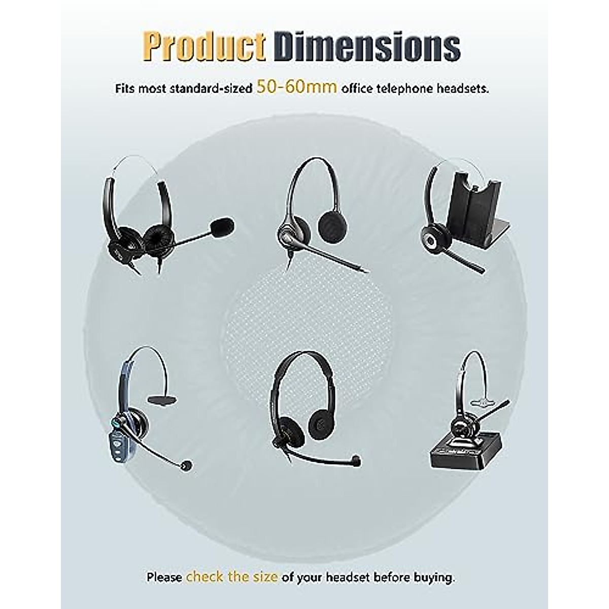 BINGLE Upgraded Headset 50mm Ear Cushion Replacement Designed for HW251N HW261N H251 H251N H261 H261N Blackwire 3210 3220 Jabra Pro 920 9450 Biz 2400II GN 2000 PRO 920-4 Packs