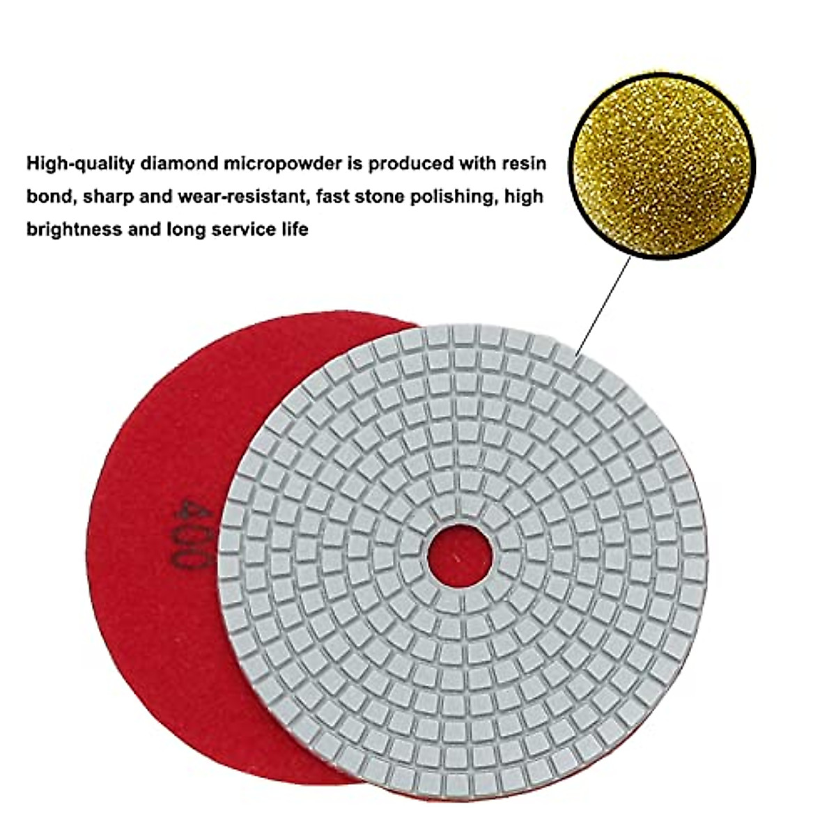 McopKrmo 5 Inch Diamond Grinding Pads for Tile, 10pcs Wet/Dry Diamond Sanding Polishing Sheet Granite Stone Polish Kit for Concrete Marble Countertop Quartz 50#~8000# with Backer Pads Thread 5/8"