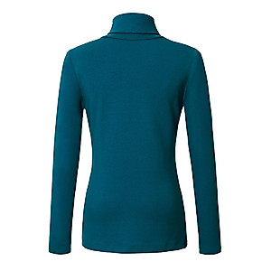 Urban CoCo Women's Turtleneck Slim Fitted Long Sleeve Sweatshirt Active Base Layer Tops Shirts (L, Indigo Blue)