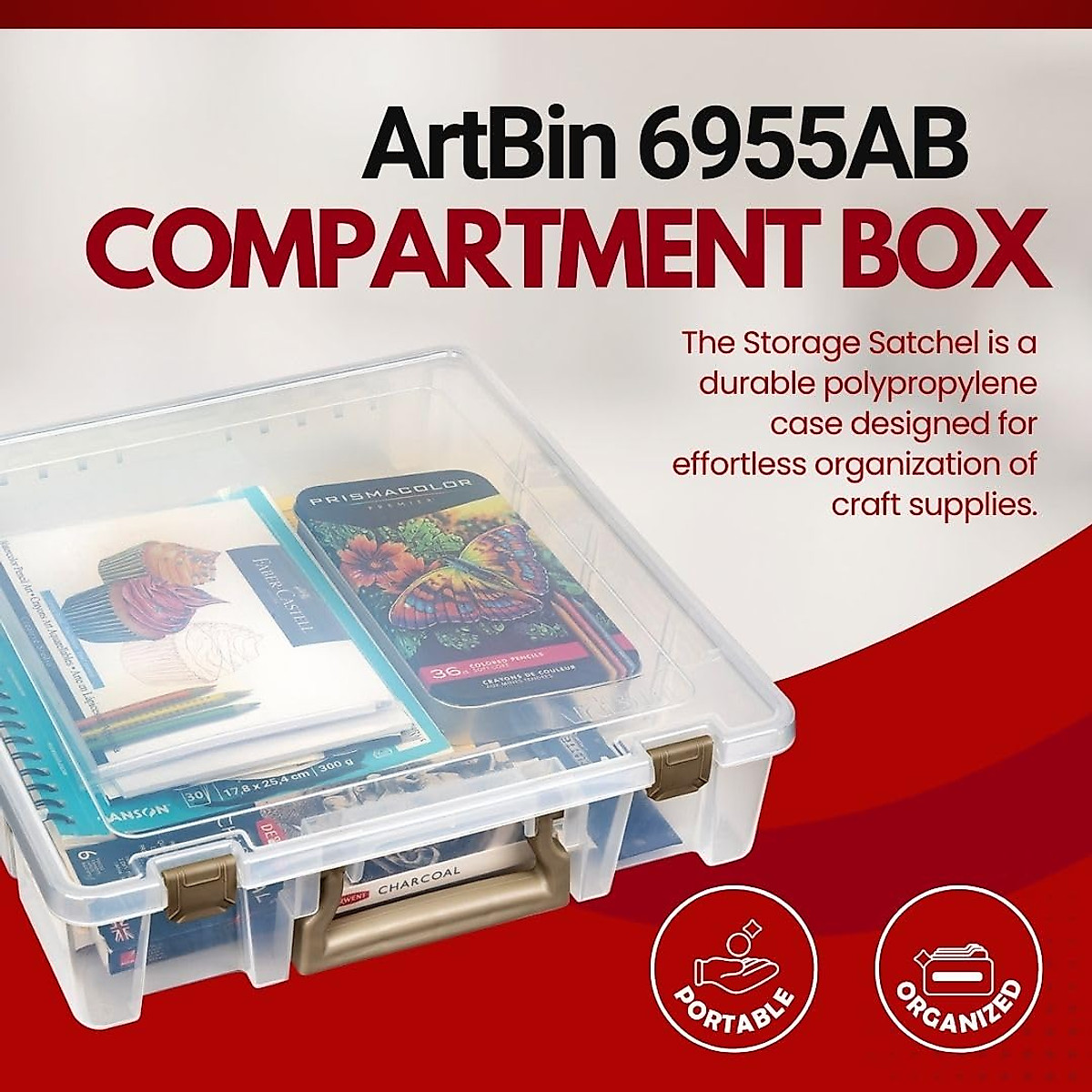 ArtBin 6955AB Super Satchel 1-Compartment Box, Translucent Clear