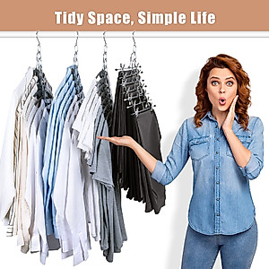 DTICON Hangers Space Saving, Metal Chain Clothes Hanger Organizer with 7 Slots, Magic Foldable Multiple Hangers in One,Collapsible Vertical Space Saver Hangers for Closet Organizer (Pack of 10) Silver