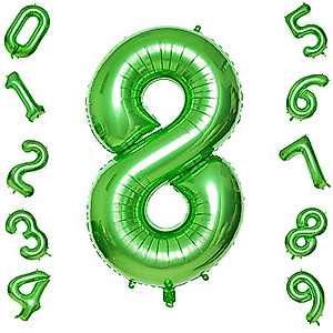 Green 8 Balloons,40 Inch Birthday Foil Balloon Party Decorations Supplies Helium Mylar Digital Balloons (Green Number 8)