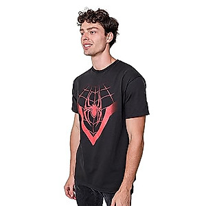 Marvel Spider-Man Miles Morales Costume Spiderverse Adult T-Shirt(SM, Black)