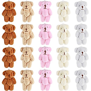 Skylety 20 Pcs Tiny Stuffed Bears 6 cm Mini Plush Toy Bears for Keychain Small Soft Jointed Bears Doll Gift for Valentine's Day Birthday Graduation Wedding Baby Shower Party Favors