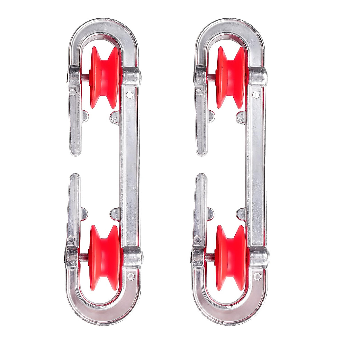 AACGIN 2 Pack Clothesline Tightener Plastic Aluminum Clothesline Pulley Prevents Tangling and Twisting Clotheslines S-Shaped Clothes Line Tensioners for Long Clothesline and Heavy Duty - Silver