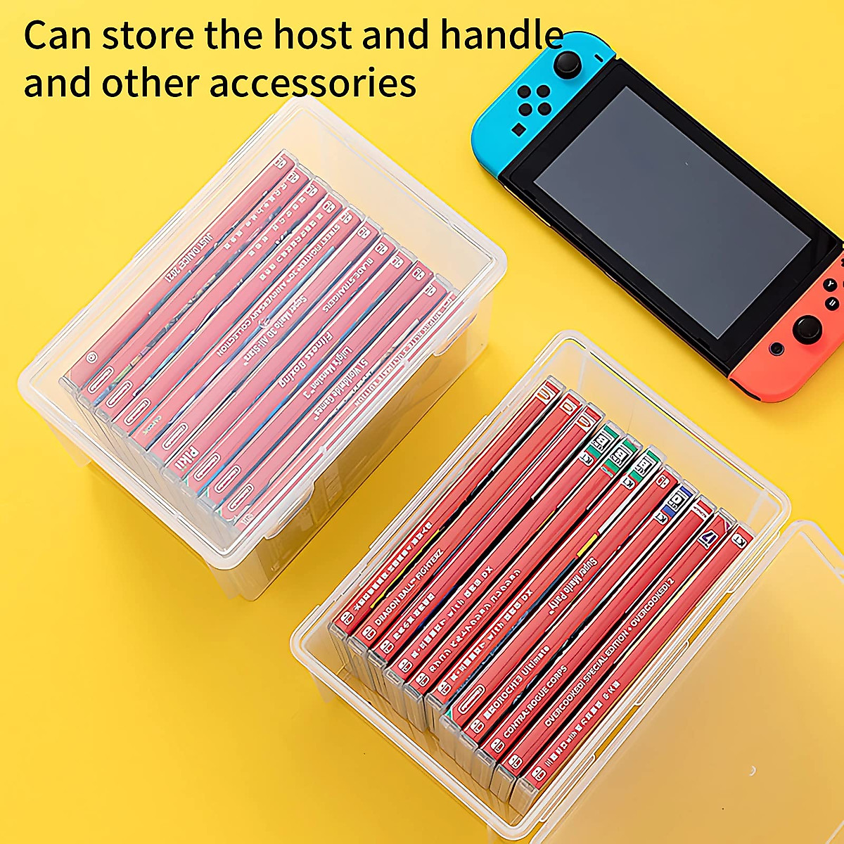 Switch Game Card Storage Box, Support 11Game Card with Protective Case with Storage, Ultra-cleartransparent, Can be Stored Switch Host and Handle and other Accessories