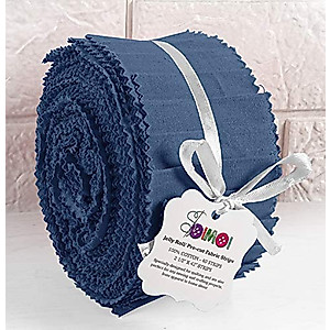 Soimoi 40Pcs Solid Blue Cotton Precut Fabrics for Quilting Craft Strips 2.5 Inches Jelly Roll