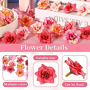 Whaline 120Pcs Faux Flowers Heads Pink Fake Silk Rose Head 1.8 Inch Mini Roses Artificial Silk Flower Head Artificial Craft Flowers Small Fabric Flowers for DIY Wreath Wedding Home Party Decor