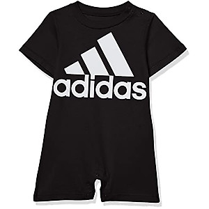 adidas Boys' Baby Short Sleeve Cotton Shortie Romper, Black, 24 Months