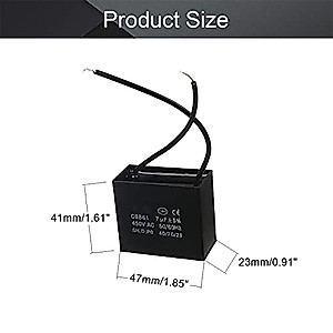 Fielect CBB61 Ceiling Fan Capacitor 7uF 450V AC 2 Wires Metallized Polypropylene Film Capacitors for Electric Fan Pump Motor Generator