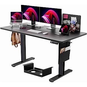 ErGear Electric Standing Desk Adjustable Height with Storage Bag,55 x 24 Inches Sit Stand up Desk, Memory Computer Home Office Desk with Cable Management Tray,DIY Bulletin Board (Black)