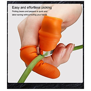 Kuuleyn Silicone Finger Knife, Gardening Thumb Knife, Silicone Thumb Knife Stainless Steel Thumb Knife Picker for Peel Pick Vegetables Pepper Beans(Machete Model-Large+Small)