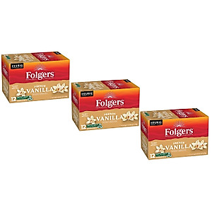 Folgers, Gourmet Selections, K-Cup Single Serve Coffee, 12 Count, 3.38oz Box(Pack of 3) (Vanilla Biscotti)