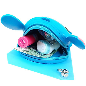 Maoerdo Case Compatible with iPhone 13 Pro Max Cute 3D Cartoon Purse Wallet with Lanyard Wrist Strap Silicone Cover Camera Lens Protector for iPhone 13 Pro Max 6.7-inch 2021 Alien Dog Blue