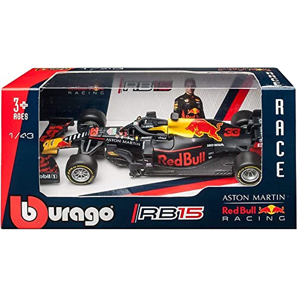 Bburago - 1/43 Scale Model Compatible with Red Bull Racing RB 15 (2019) # 33 Compatible with Max Verstappen (Matte Blue)