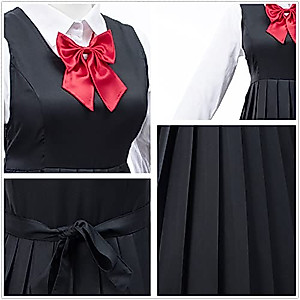 Classic Japanese School Girls Sailor Suit Dress Shirt Skirt JK Kawaii Anime Bunny Ears Cosplay Costumes Socks Bow Set Black XL