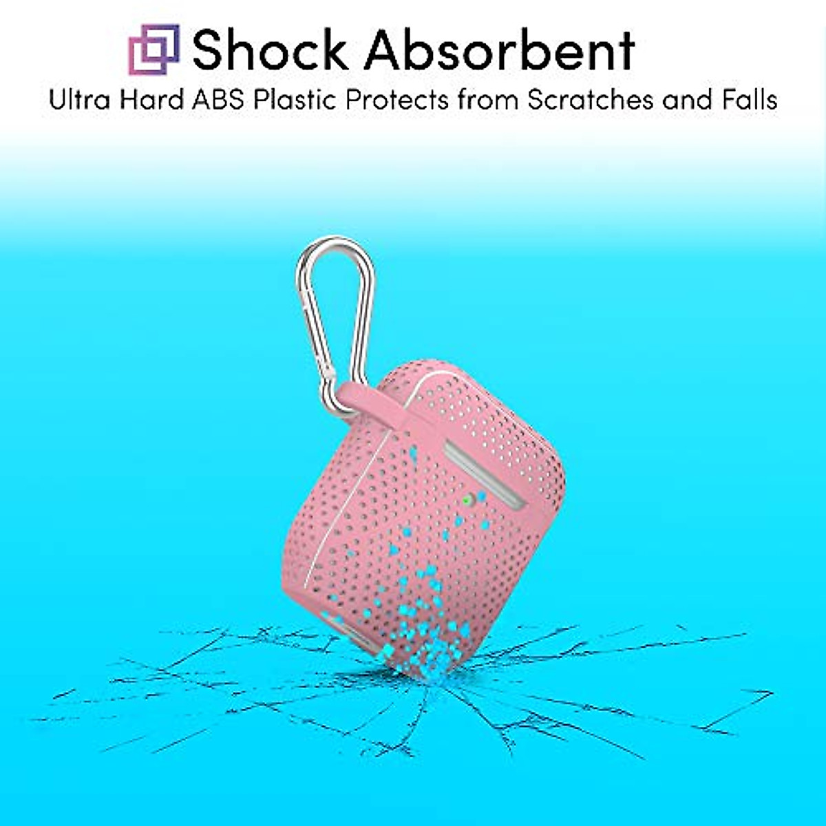 TALK WORKS AirPods Case Cover with Keychain - Protective Hard Silicone Skin for AirPods Keychain Case Clip Carabiner Wireless Charging Compatible with Apple Air Pod Carrying Case Series 1 & 2 - Pink