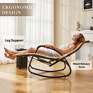 Patio Rocking Chairs with Armrest&Pockets Rocker Lounger with Removable Cotton Pads Suitable for Patio, Garden and Lawn (Black)